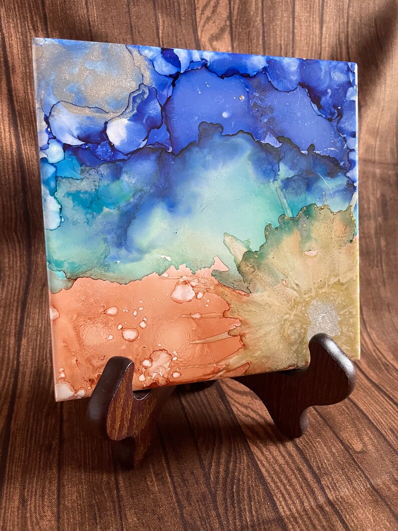 Alcohol Ink on Ceramic Tile - Etsy