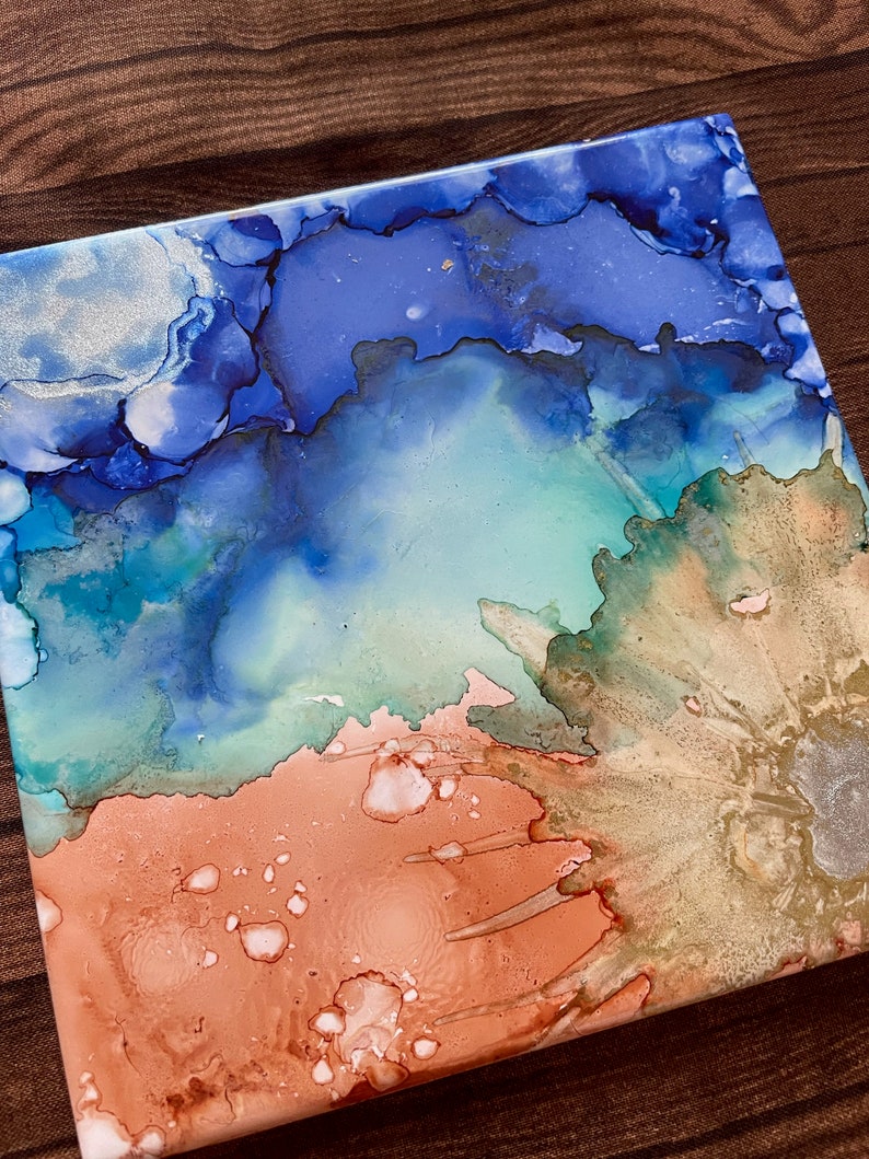 Alcohol Ink on Ceramic Tile - Etsy