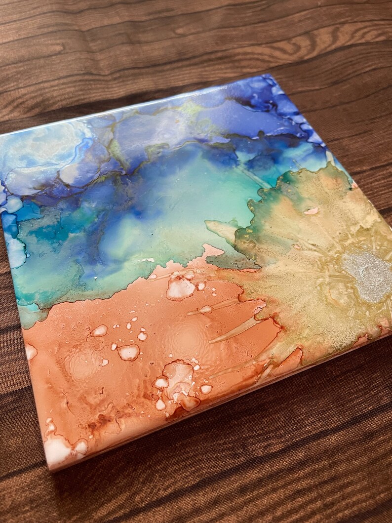 Alcohol Ink on Ceramic Tile - Etsy