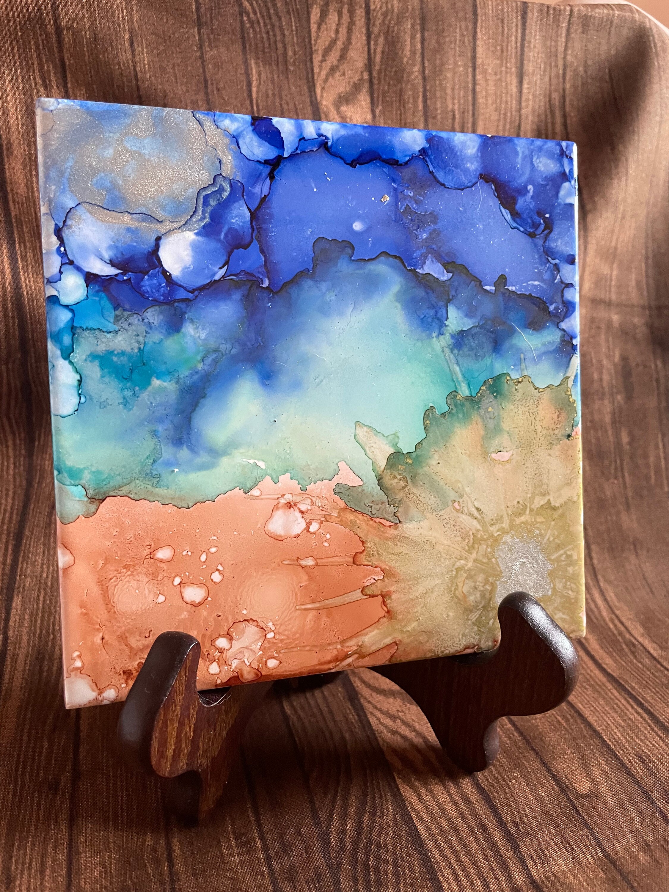 Alcohol Ink on Ceramic Tile - Etsy