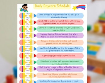 Daycare Provider Daily Schedule Template, Editable in Canva, Editable ...