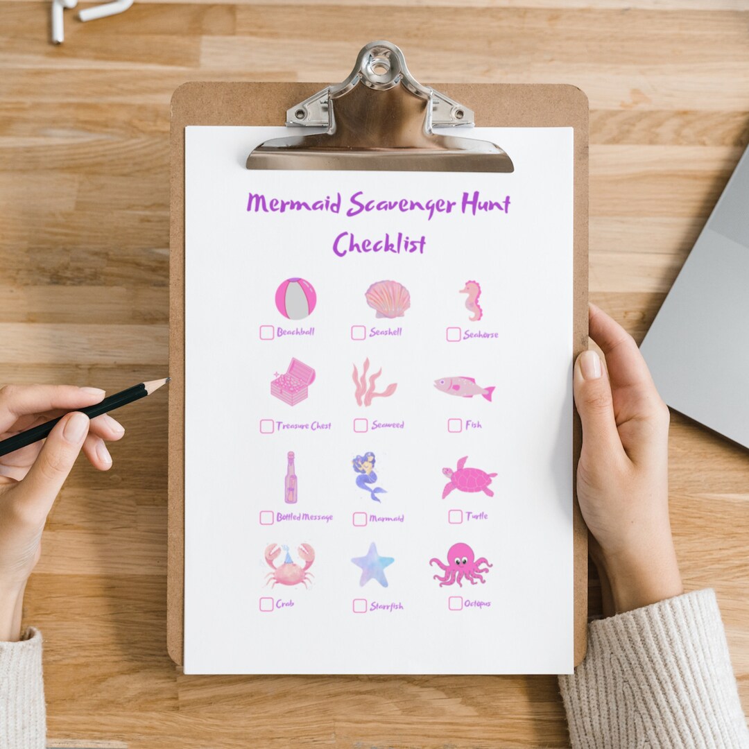 Outdoor Scavenger Hunt Mermaid Scavenger Hunt Treasure Hunt Printable ...