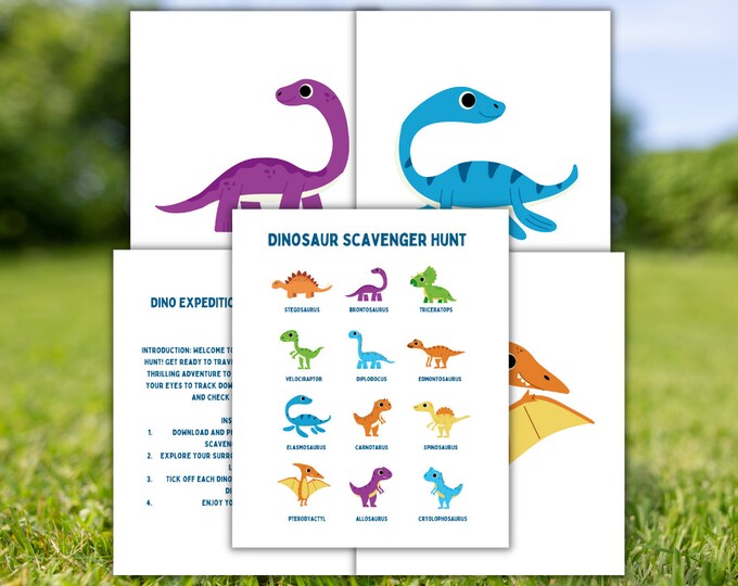 Scavenger Hunt Cards Dinosaur Scavenger Hunt Dinosaur Birthday Party ...