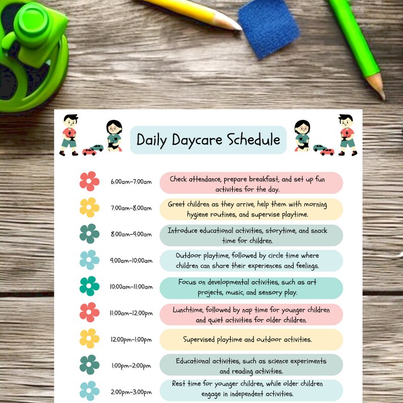 Daycare Provider Daily Schedule Template, Daycare Daily Schedule Flyer ...