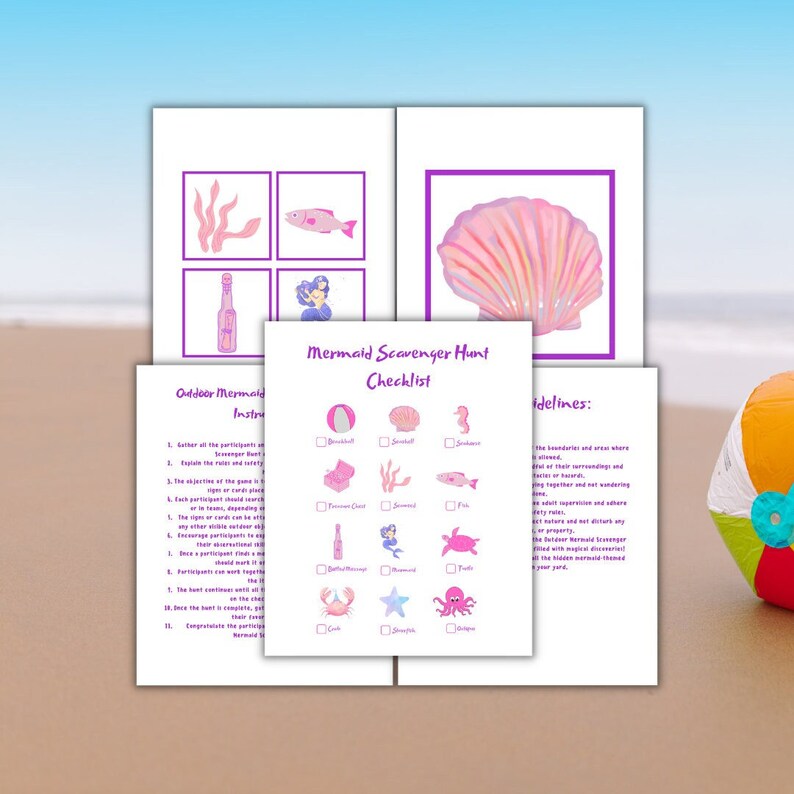 Mermaid Treasure Hunt Outdoor Scavenger Hunt Printable Game for Mermaid ...