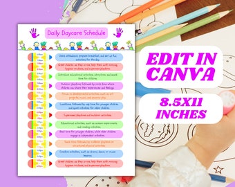 Daycare Provider Daily Schedule Template, Customizable With Canva ...