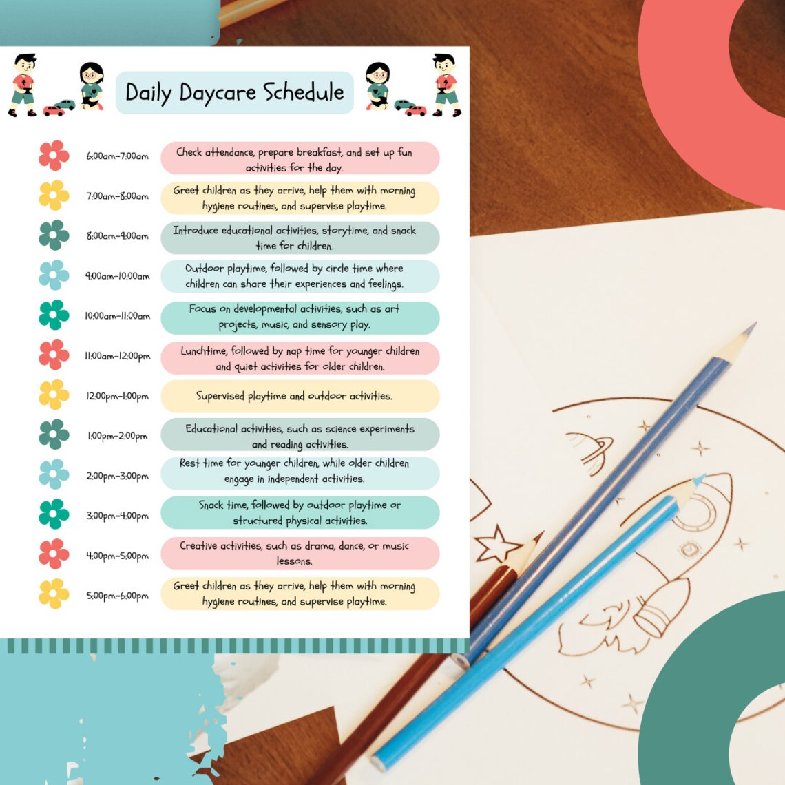 Daycare Provider Daily Schedule Template, Daycare Daily Schedule Flyer ...