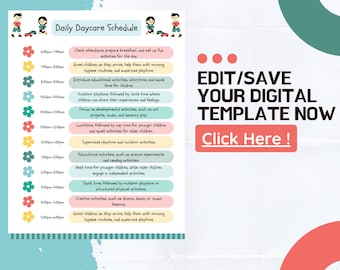 Daycare Provider Daily Schedule Template, Customizable With Canva ...