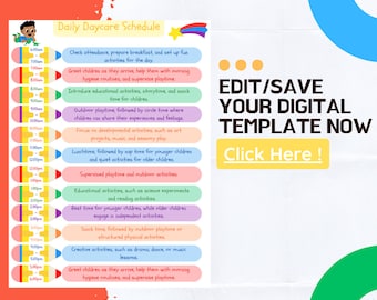 Daycare Provider Daily Schedule Template, Customizable With Canva ...
