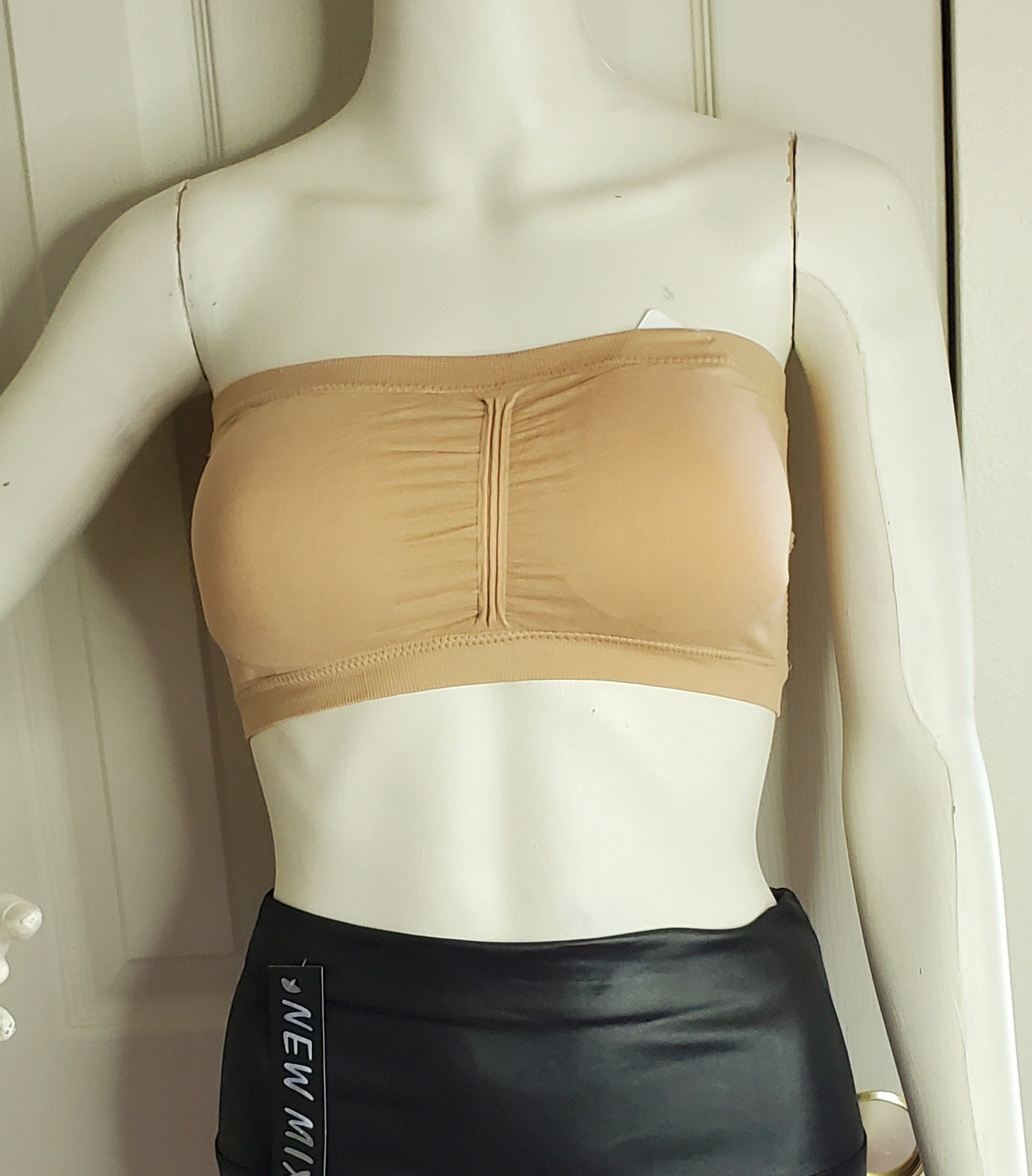 Beige Seamless Bandeau Padded Bra Top Etsy