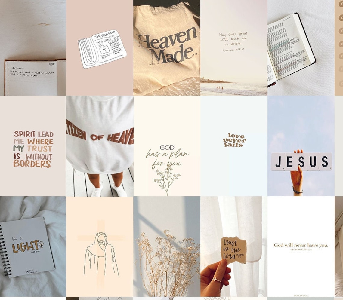 100 CHRISTIAN COLLAGE KIT Neutral Collage Kit Wall Collage - Etsy