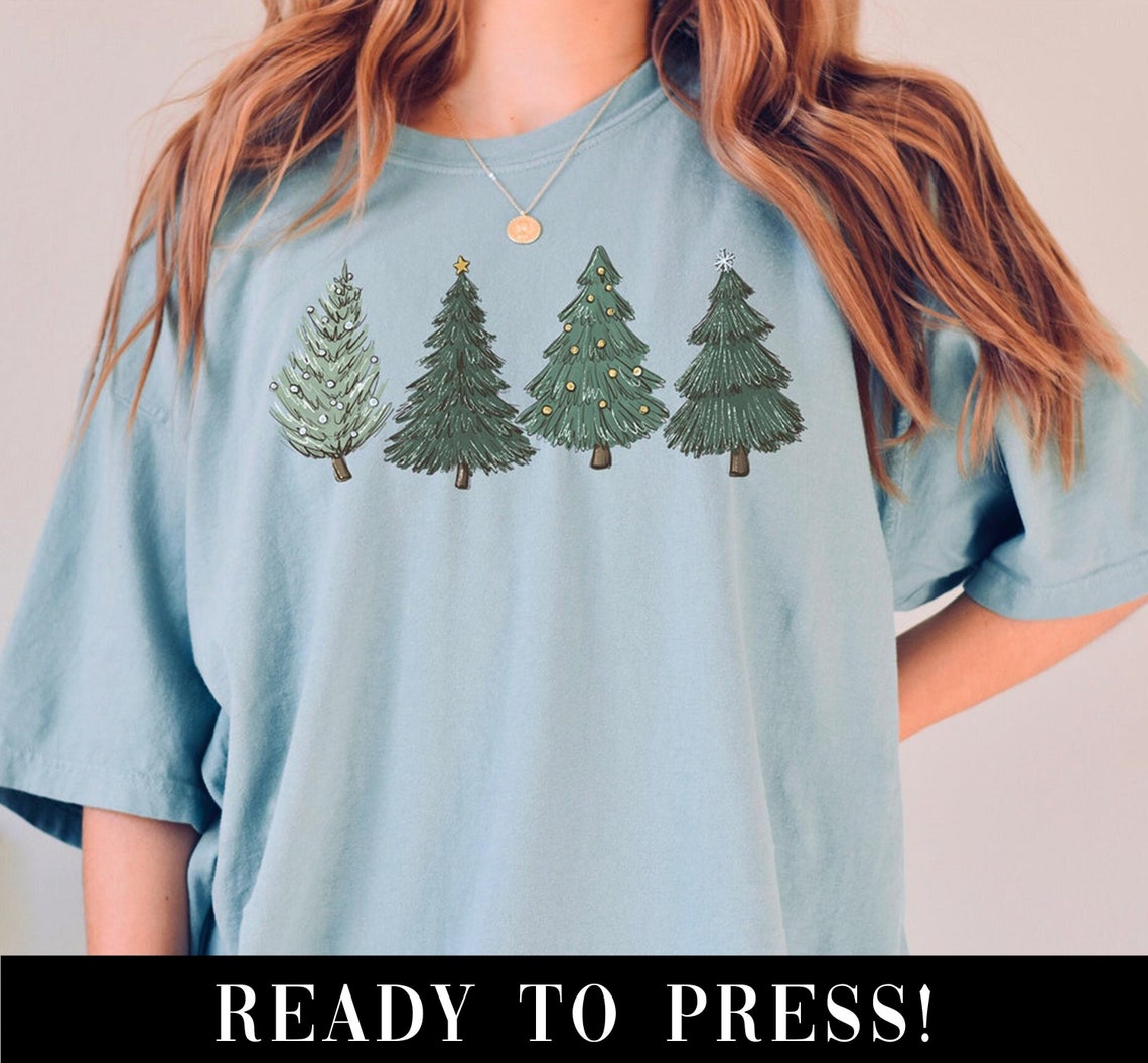 READY TO PRESS Christmas Trees Screen Print Transfers Heat - Etsy