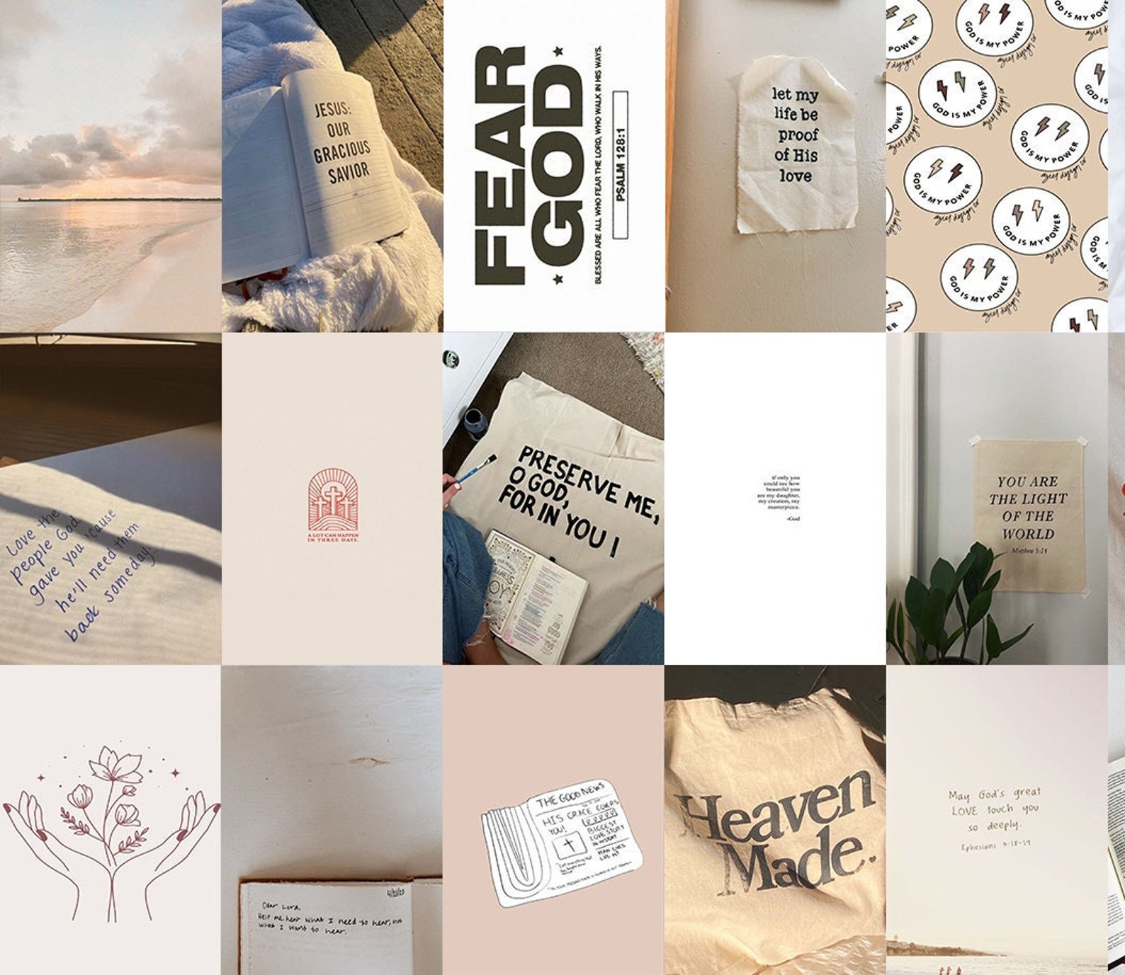 100 CHRISTIAN COLLAGE KIT Neutral Collage Kit Wall Collage - Etsy