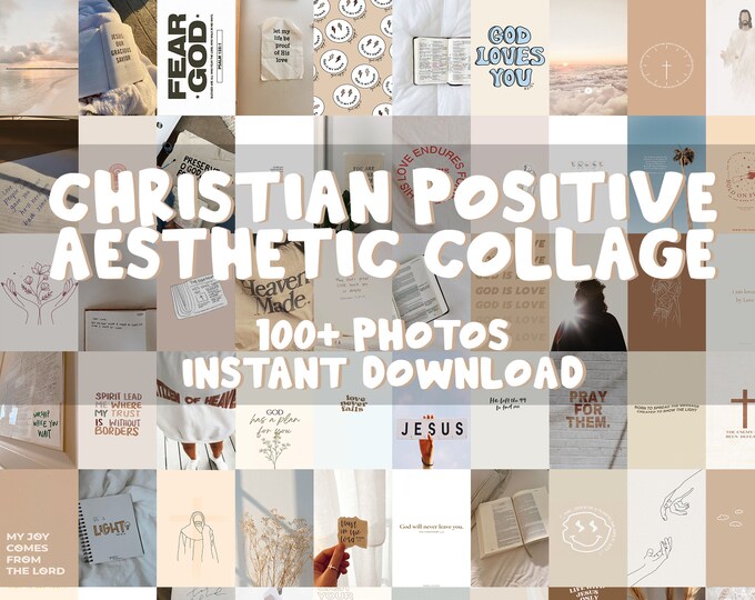 100 CHRISTIAN COLLAGE KIT Neutral Collage Kit, Wall Collage, Christian ...