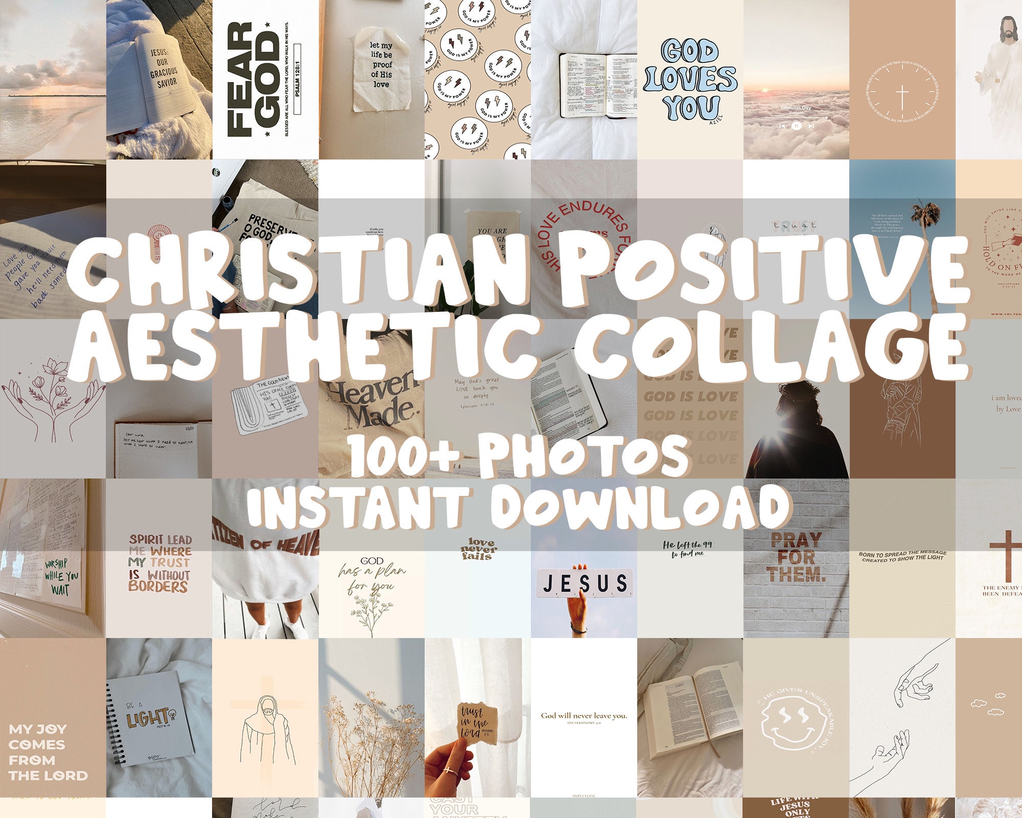 100 CHRISTIAN COLLAGE KIT Neutral Collage Kit Wall Collage - Etsy