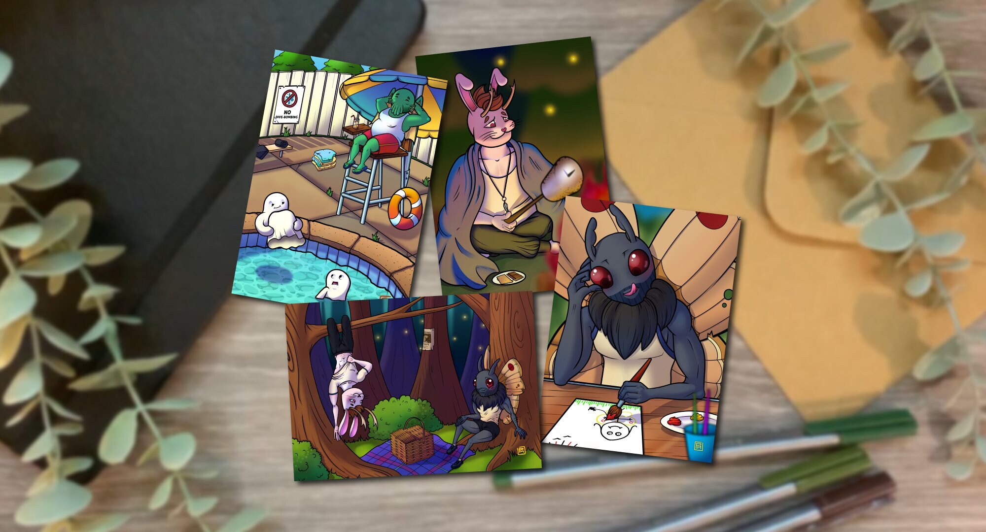 Pack of 4 Cryptid Prints Satin Finish Print With the Cthulhu Jackalope ...