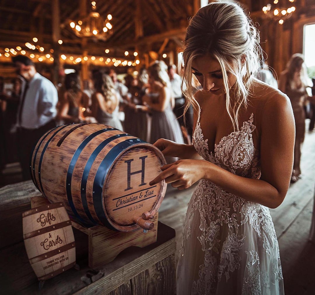 Rustic Wine Barrel Wedding Card Box, Personalized Barn Decor - Etsy