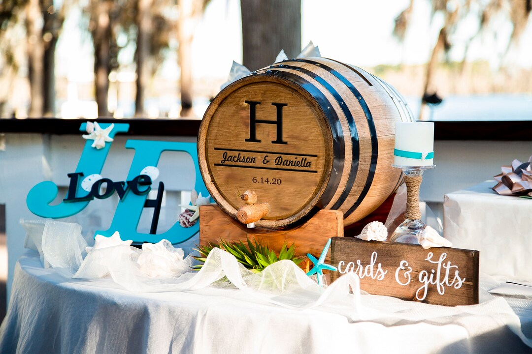 Wine Barrel Gift Card Holder, Rustic Wedding Decor, Whiskey Barrel ...