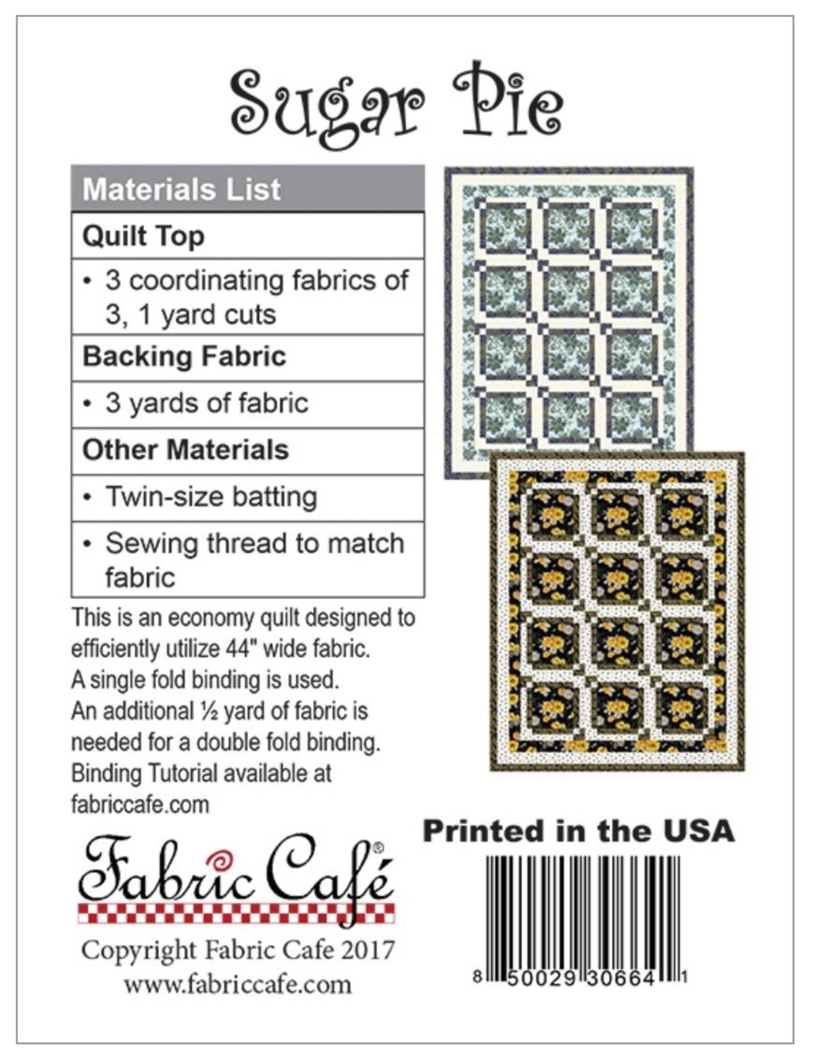 Fabric Cafe Sugar Pie Pattern 3 Yard Quilt Pattern - Windmill Pattern ...