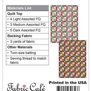 Fabric Cafe Fat Quarter 4 Patch Quilt Pattern - Quilt Pattern - Fabric ...