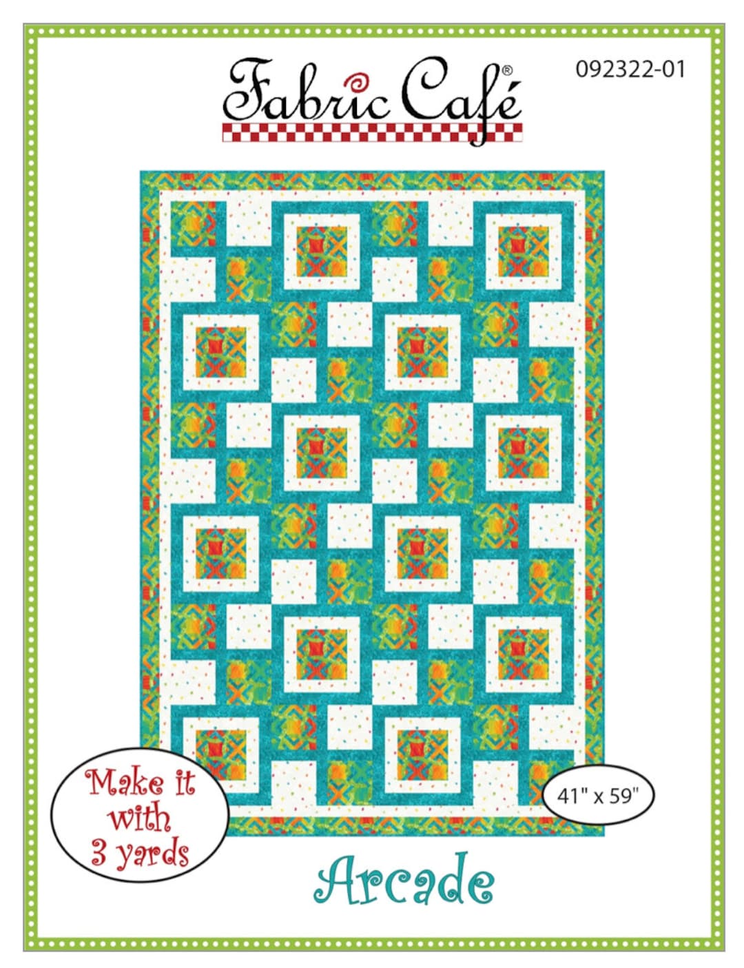 Fabric Cafe Arcade Pattern 3 Yard Quilt Pattern - Arcade Pattern ...