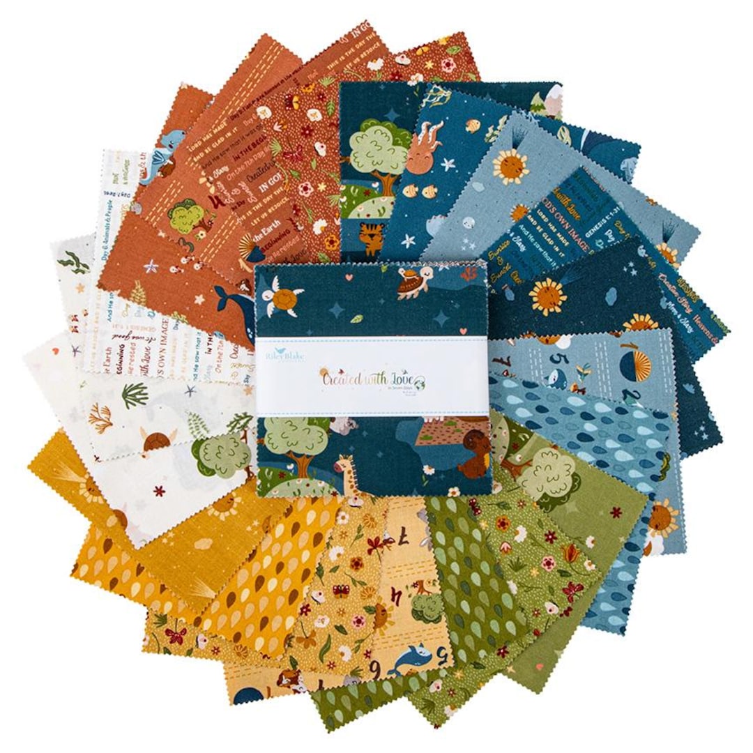 IN STOCK Riley Blake Created With Love 5" Stacker - Cotton Fabric Charm Pack - Riley Blake Charm ...