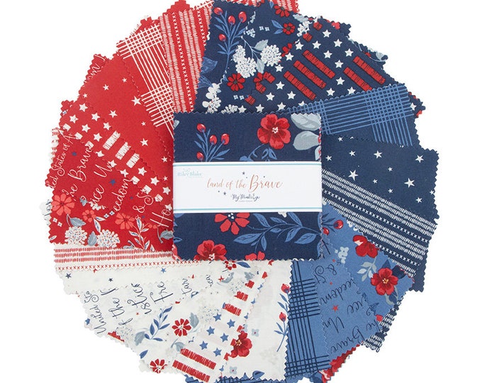 Riley Blake Land of the Brave 5" Stacker - Patriotic Fabric Charm Pack ...