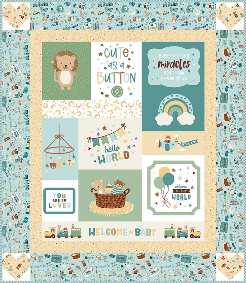 PREORDER Cute as A Button Boy Panel Kit - Baby Quilt Kit - Wallhanging ...