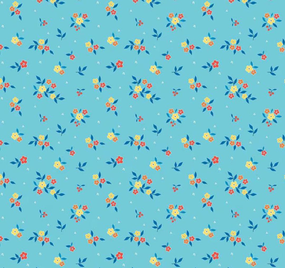 PREORDER Riley Blake Summer’s in Town Floral Aqua - Etsy