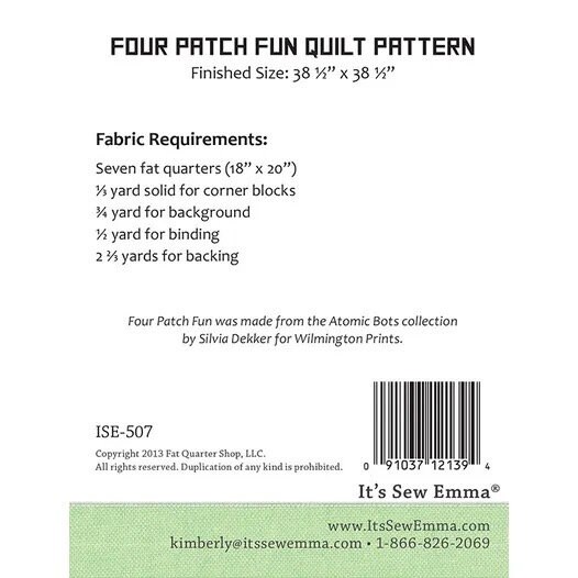 It’s so Emma Four Patch Fun Quilt Pattern - Fat Quarter Pattern ...