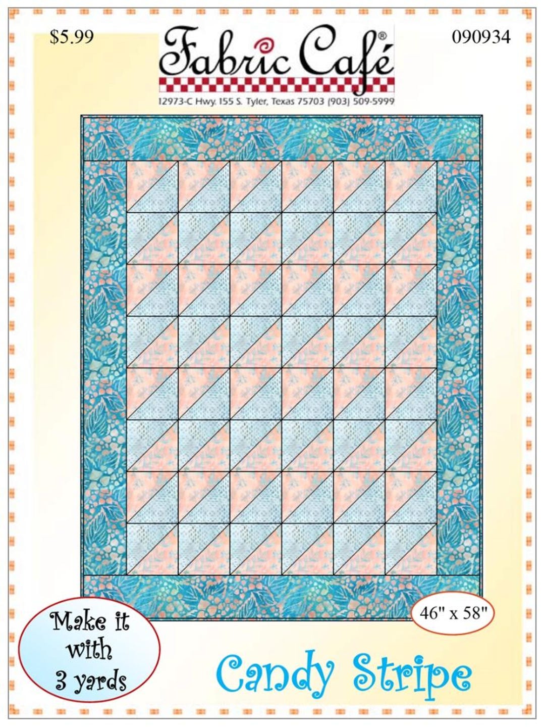 Fabric Cafe Candy Stripe Pattern 3 Yard Quilt Pattern - Quilt Pattern ...