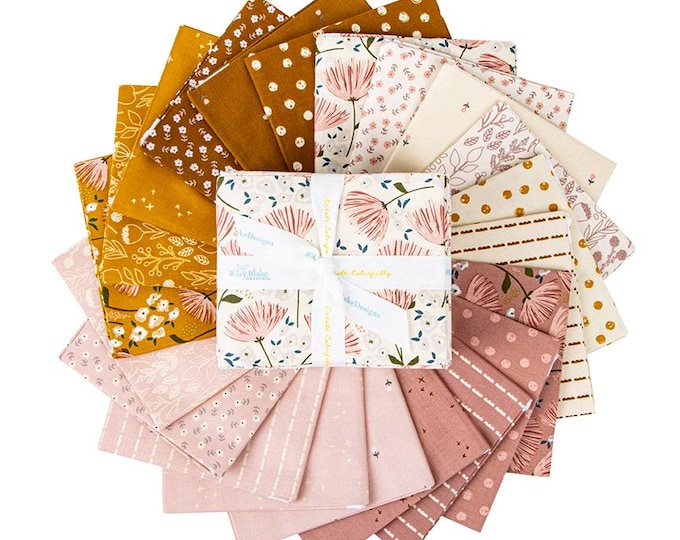 IN STOCK Riley Blake Blush and Butterscotch Fat Quarter Bundle - Floral Fabric - Floral Fat ...