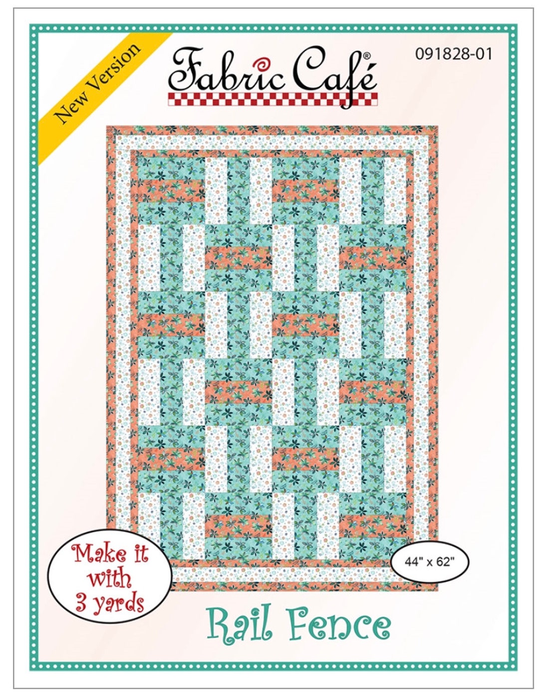 Fabric Cafe Rail Fence Pattern 3 Yard Quilt Pattern - Quilt Pattern ...