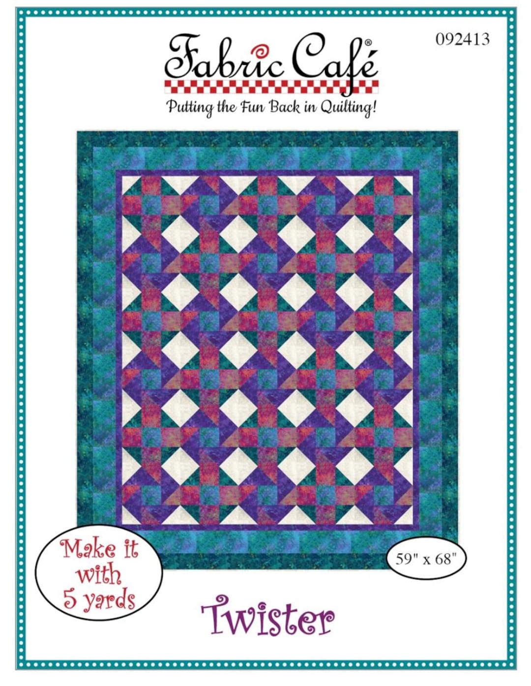 Fabric Cafe Twister 5 Yard Quilt Pattern - Twister Pattern - Quilt ...