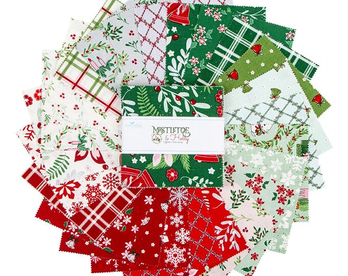 IN STOCK Riley Blake Mistletoe and Holly 5" Stacker - Cotton Fabric ...