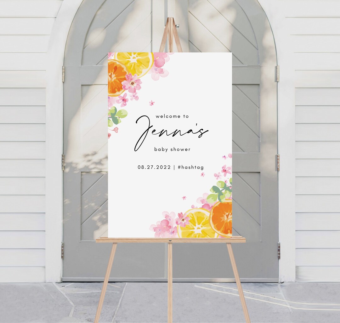 Citrus Floral Baby Shower Welcome Sign - 24x36 and 18x24- Canva ...