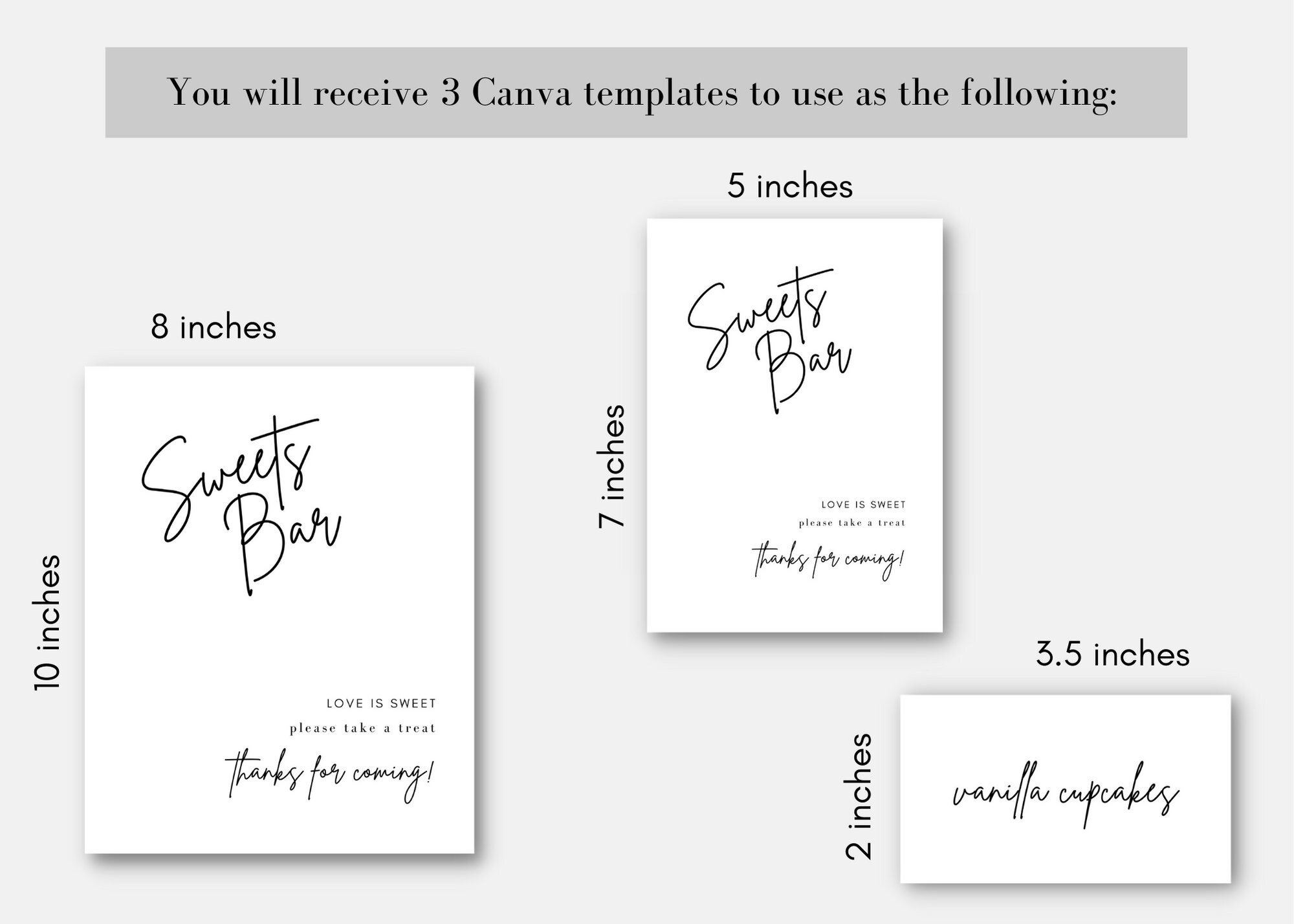Dessert Bar Sign With Mini Food Signs - Printable - 8x10, 5x7, 3.5x2 ...