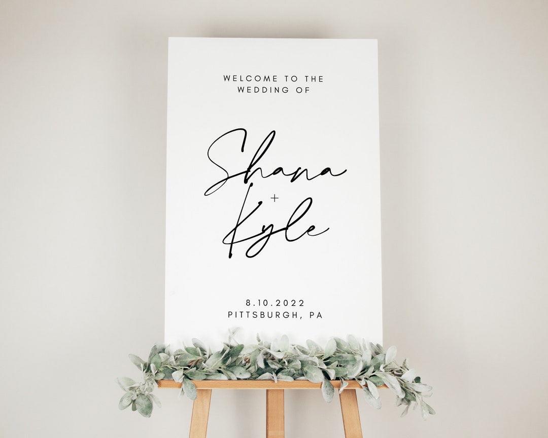 Vertical Wedding Welcome Sign - 24x36 - Modern & Minimal Large Names ...