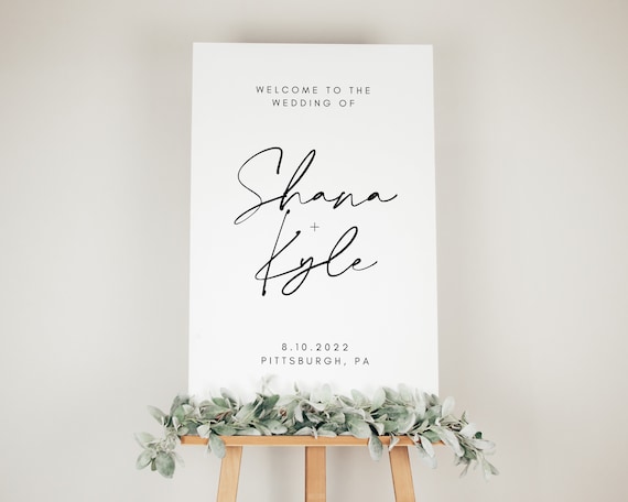 Vertical Wedding Welcome Sign 24x36 Modern & Minimal Large - Etsy