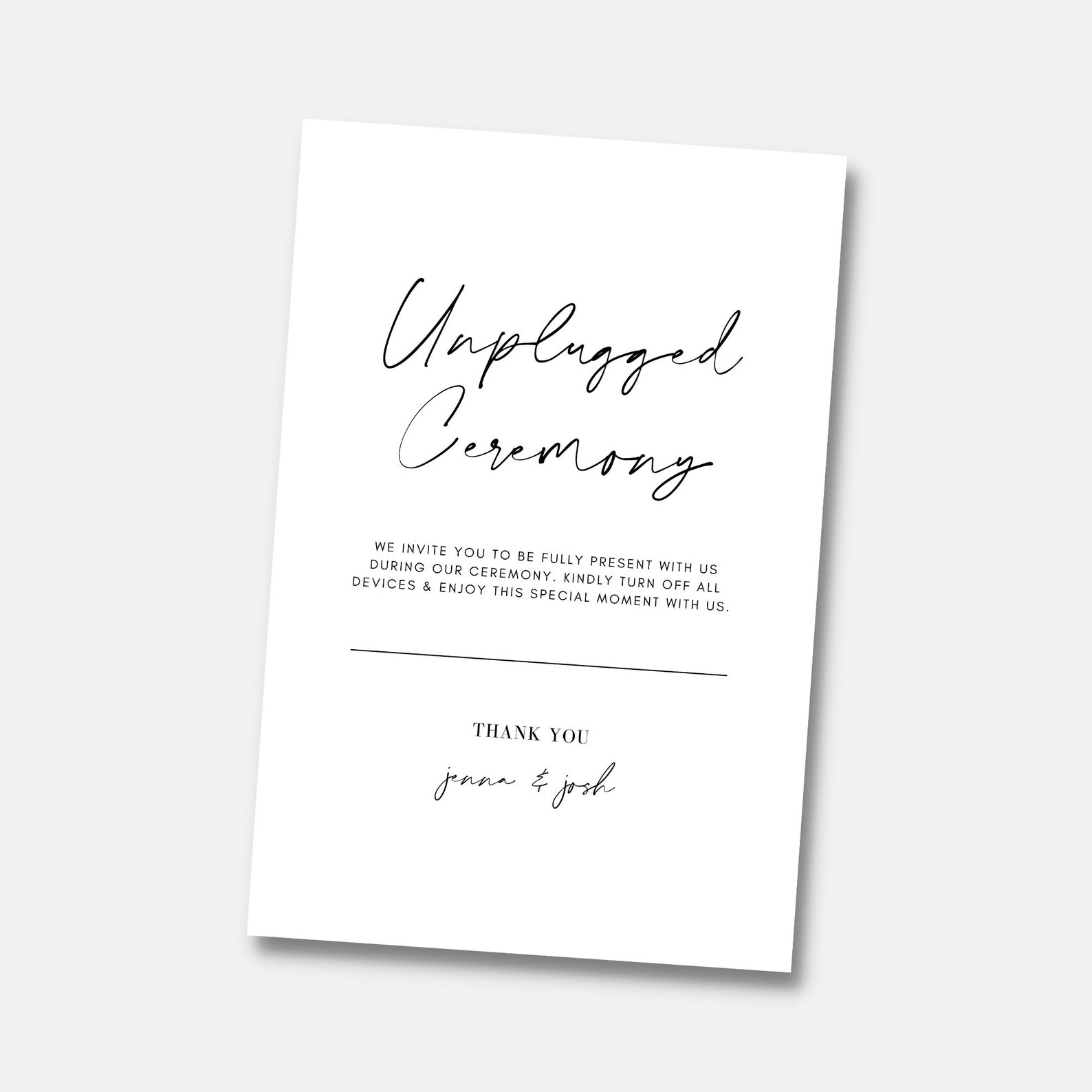 Unplugged Ceremony Sign - Vertical Sign 24x36 and 18x24 - Canva ...