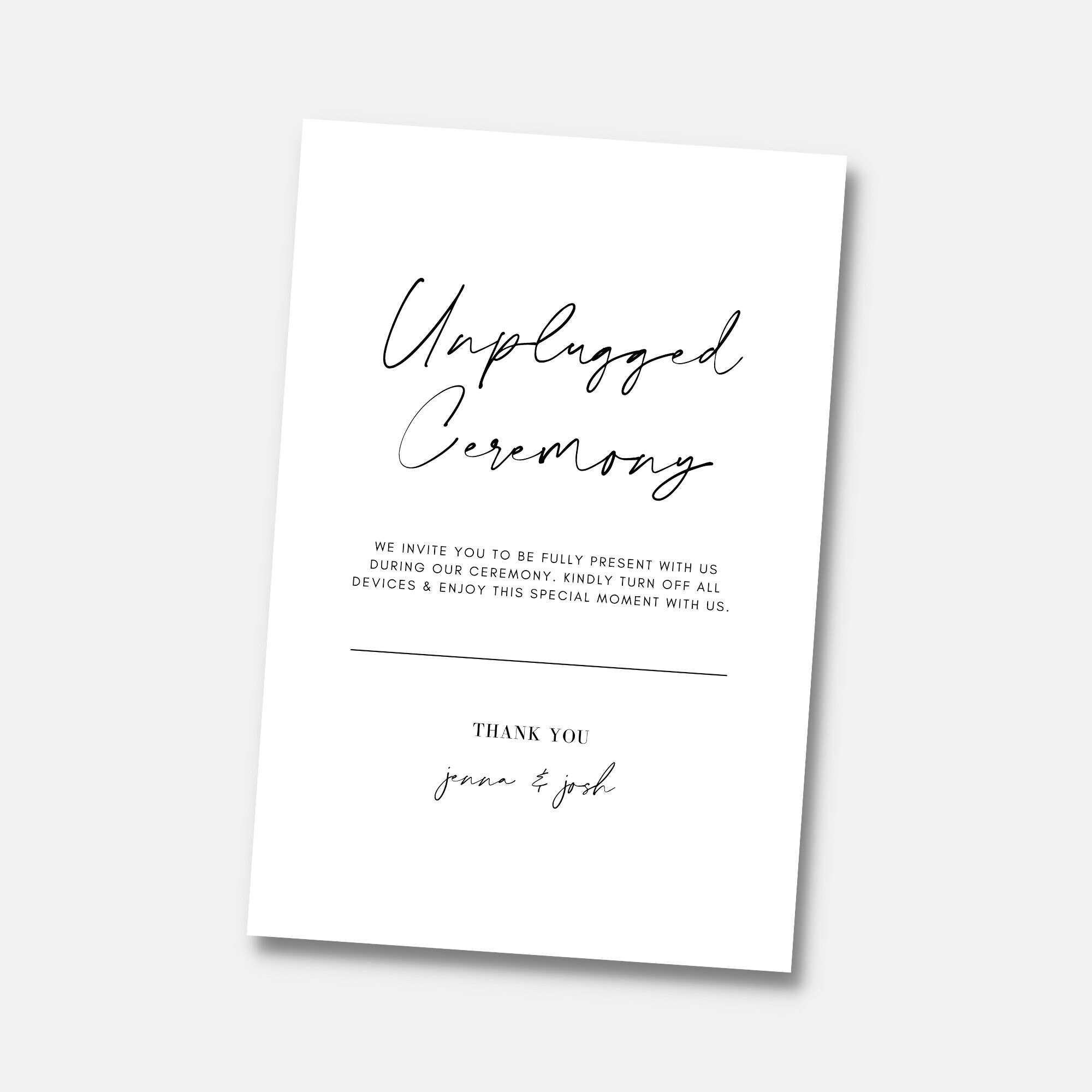 Unplugged Ceremony Sign Vertical Sign 24x36 and 18x24 | Etsy