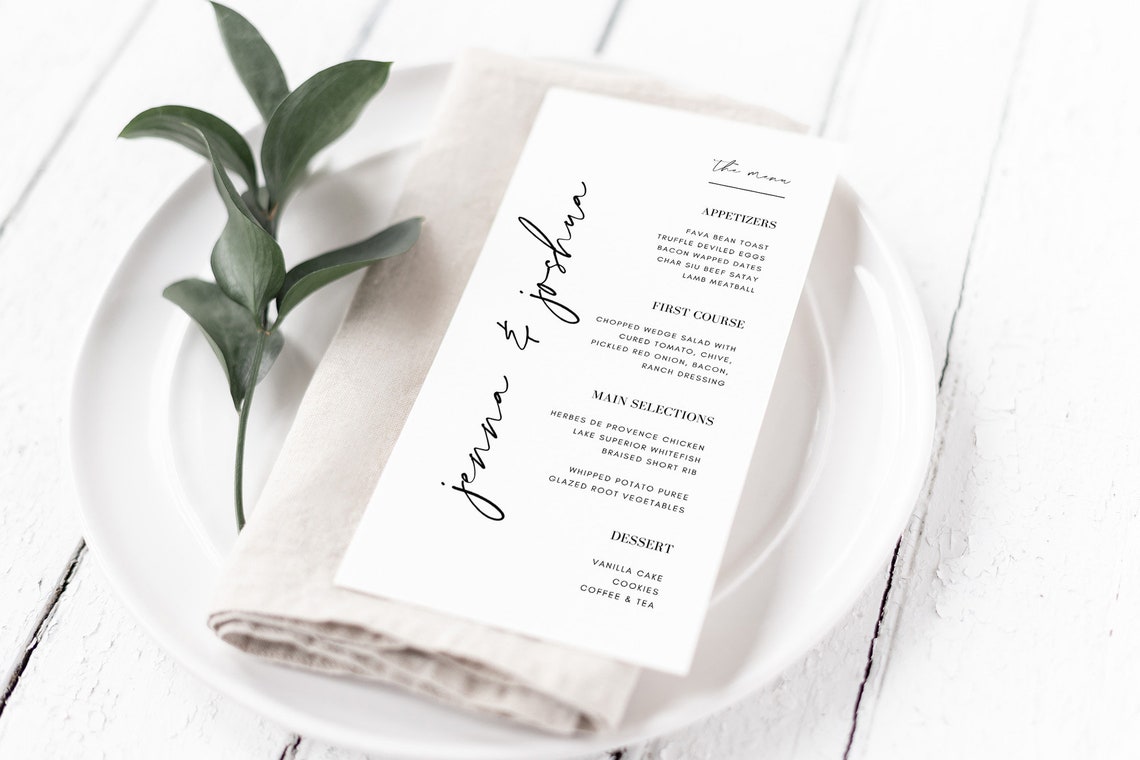 Wedding Menu - 4x8 - Canva Template - Printable (editable) - Etsy