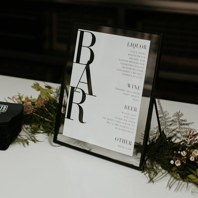 Modern Bar Menu for Wedding 8x10 Canva Template - Etsy Australia