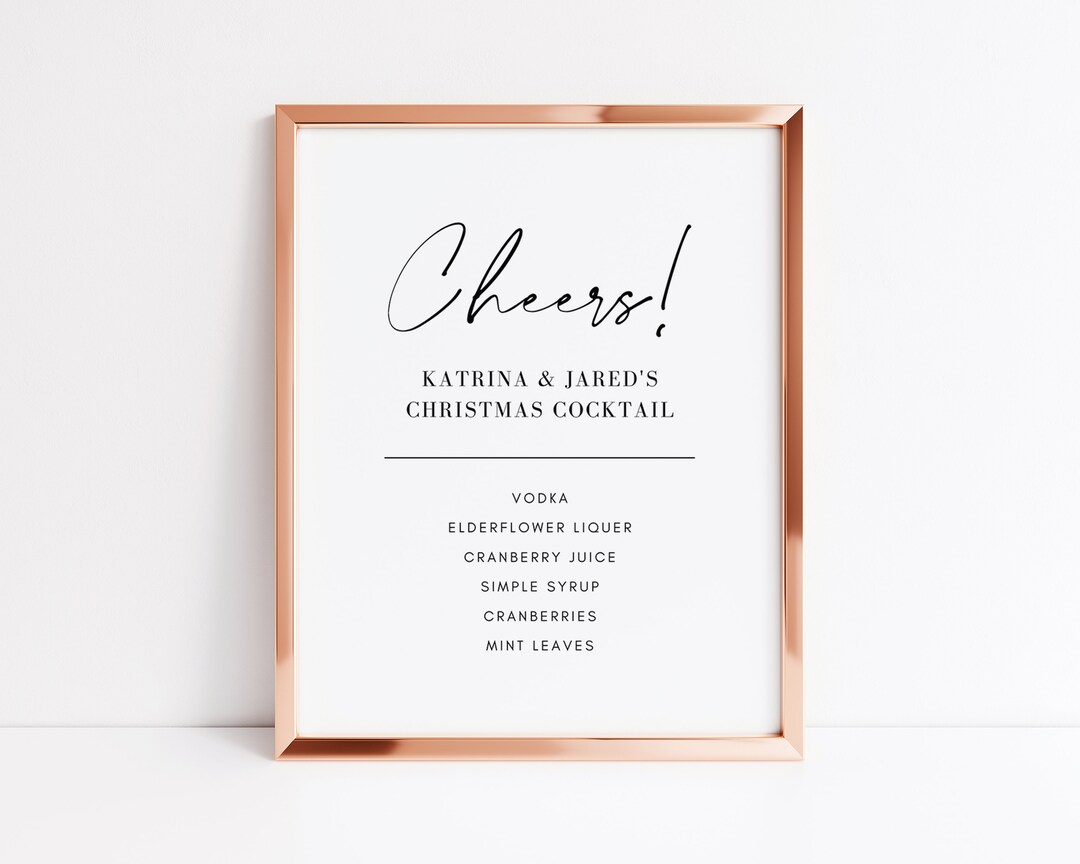 Christmas Cocktail Signature Drink Sign for Wedding - 8x10, 5x7 - Canva ...