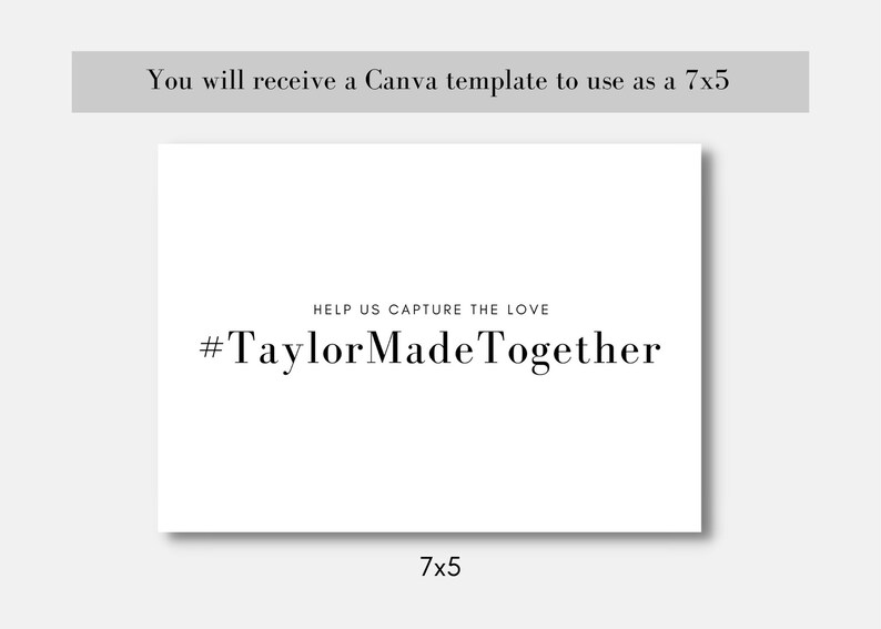 Hashtag Sign for Wedding 7x5 Canva Template Printable - Etsy