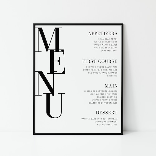 Modern Buffet Menu Printable for Wedding Corporate Event - Etsy