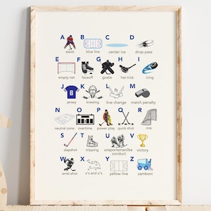 Hockey Alphabet Nursery Print, Watercolor Hockey Print, Hockey Wall Art ...