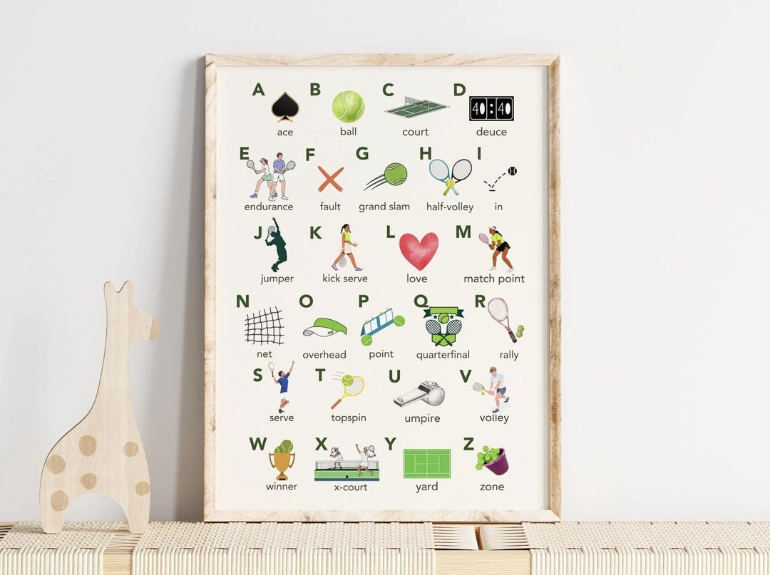 Tennis Alphabet Nursery Print, Digital Download, Tennis Wall Art ...