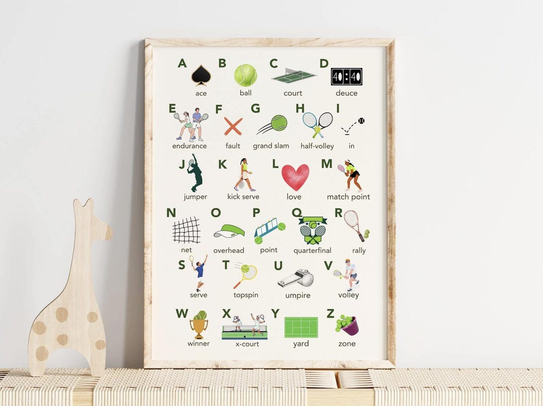 Tennis Alphabet Nursery Print, Watercolor Tenn Print, Tennis Wall Art ...