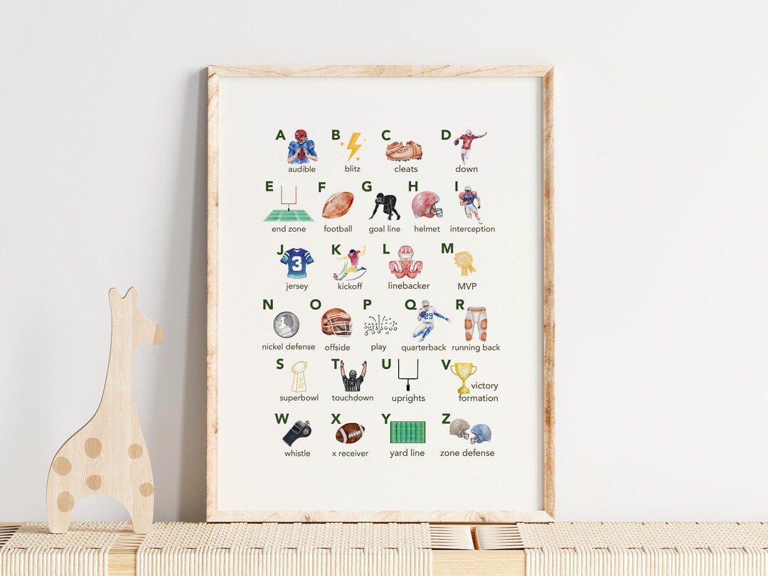 Football Alphabet Nursery Print: Sports Abcs Wall Art (digital Download ...